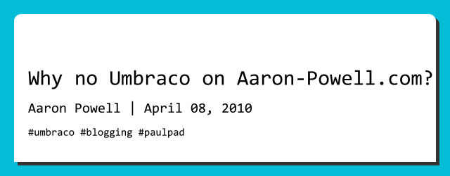 Why No Umbraco On Aaron