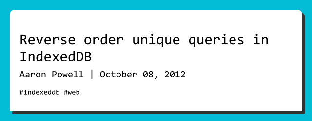 Reverse order unique queries in IndexedDB