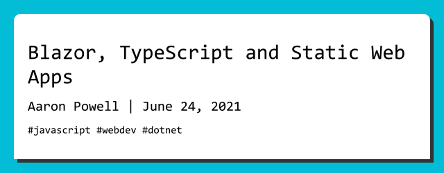 Blazor Typescript And Static Web Apps
